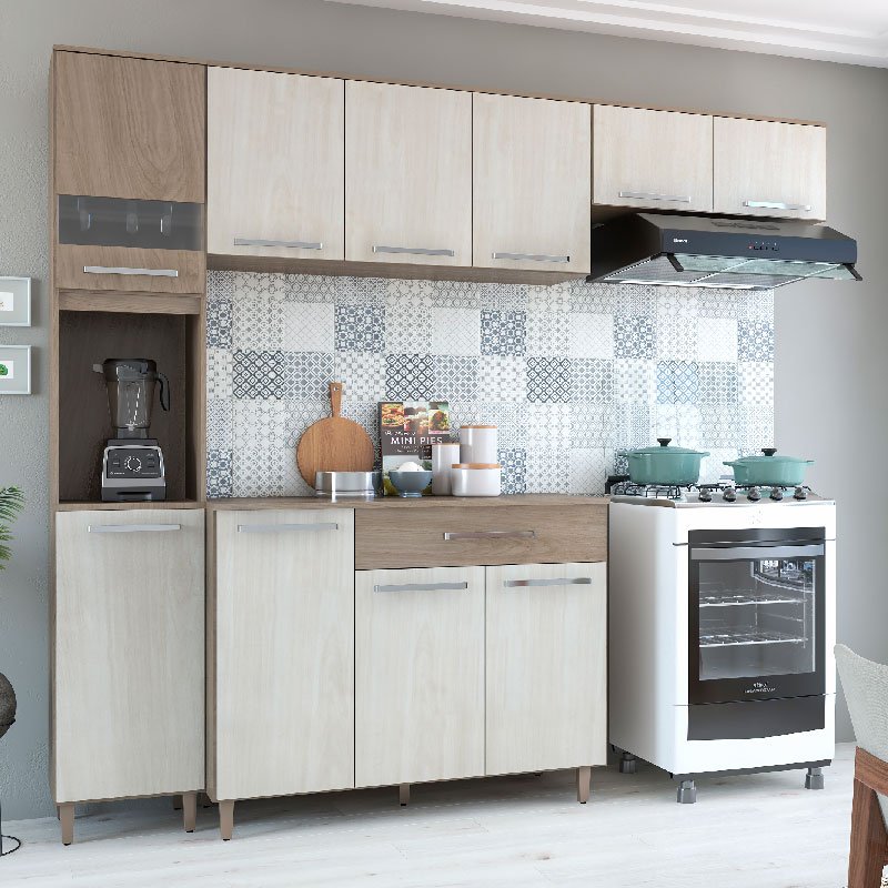 Kit Cozinha Lise Pop Lus Móveis Paraná Cor Malbec/Avelã | MadeiraMadeira