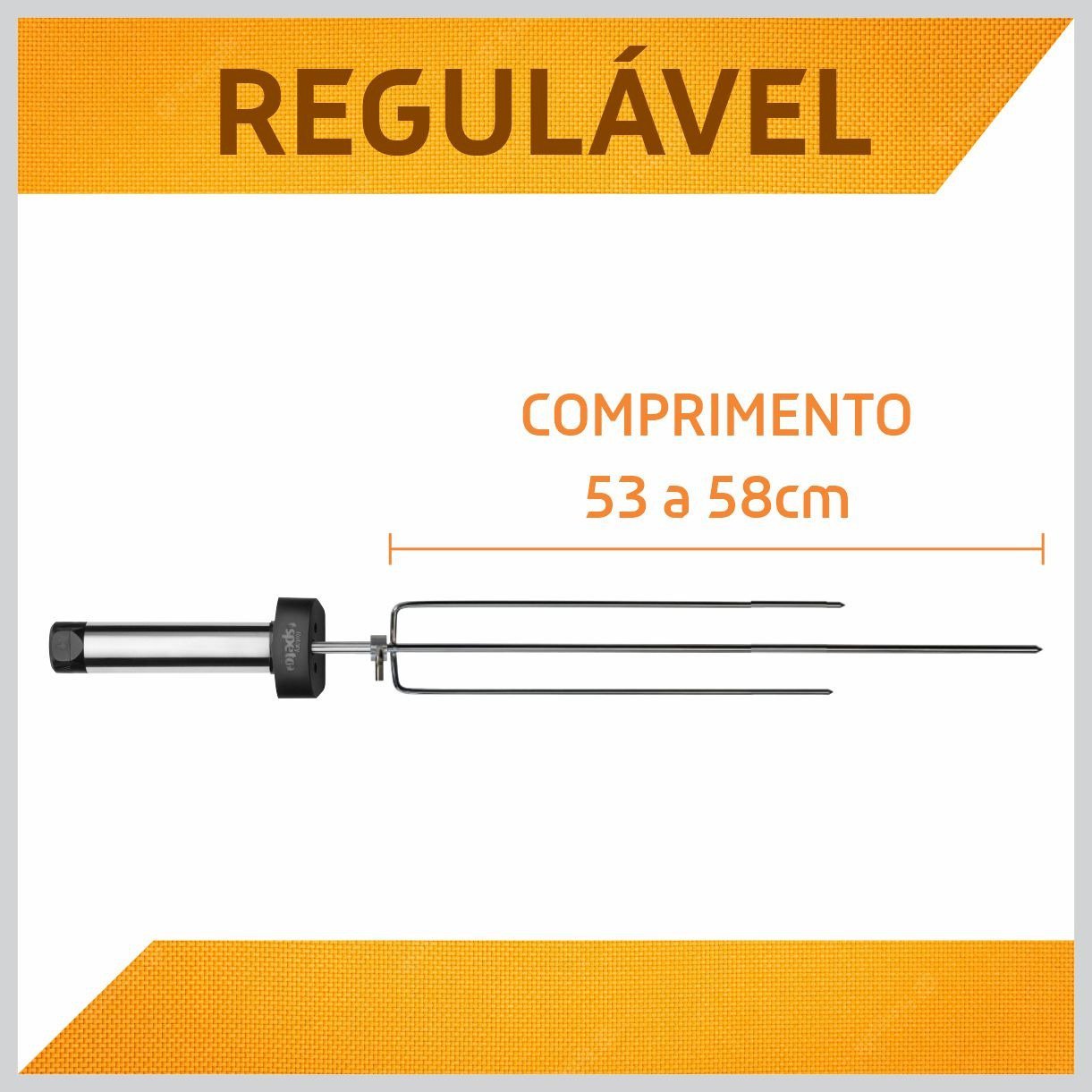 Espeto Giratório Rotary Speto Econômico Pilha Regulável 53 até 58cm ...