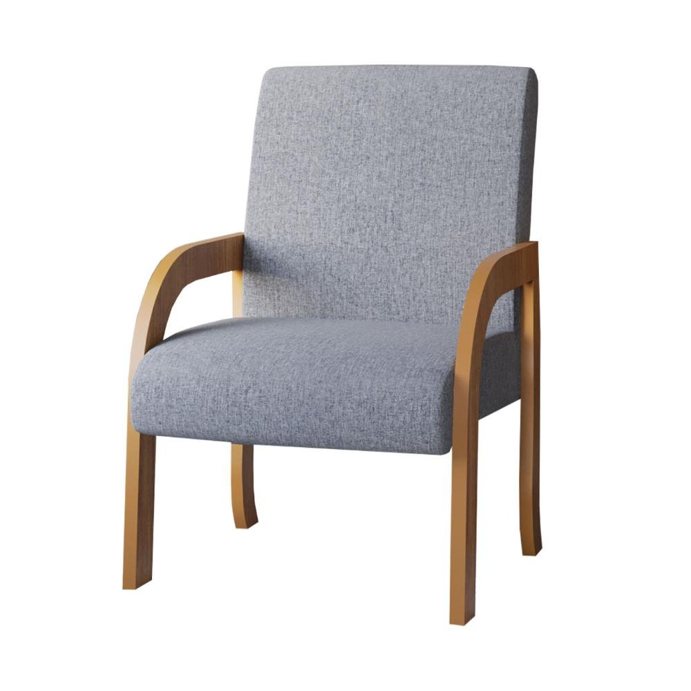 Poltrona P/ Escritório ou Sala Mdf Paris Linho ou Veludo F5 Cor:mel ...