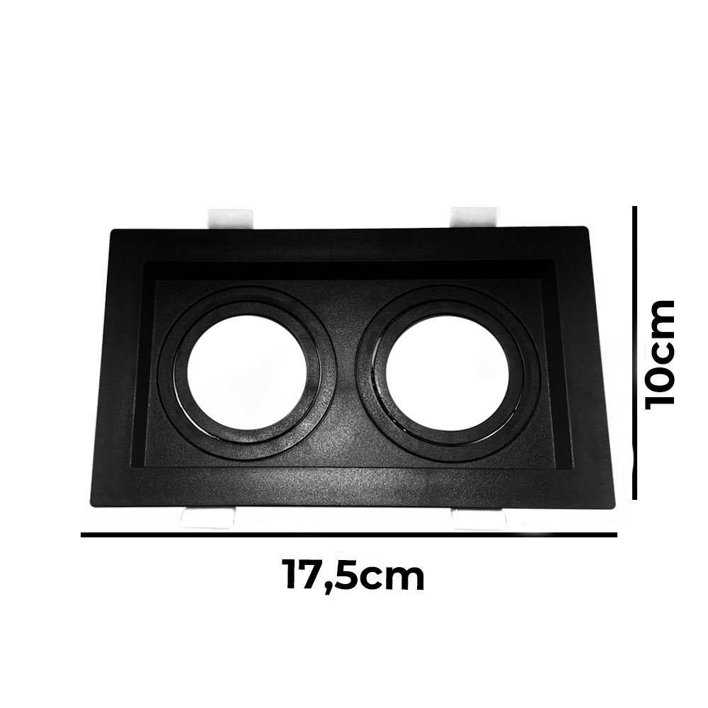 Spot Duplo Embutir Quadrado Recuado Dicroica Mr16 Preto | MadeiraMadeira