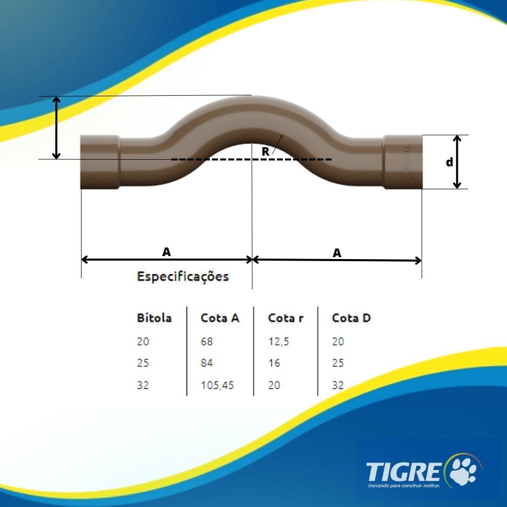 Curva Transposição Soldável PVC Marrom Para Canos Tubos De Água Fria De ...