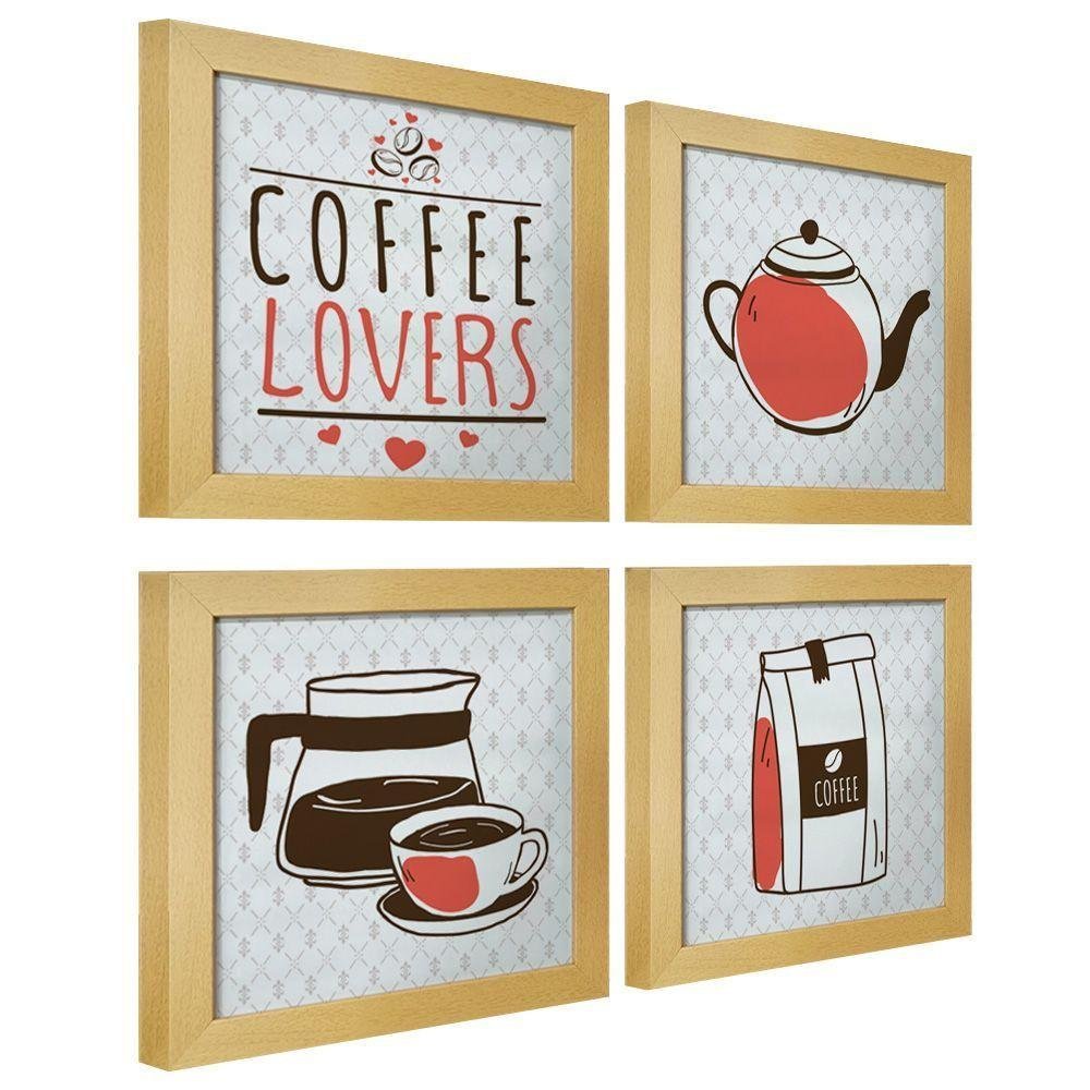 Quadro Cozinha 20x20cm Kit 4 Un Titulos Moldura Marfim | MadeiraMadeira