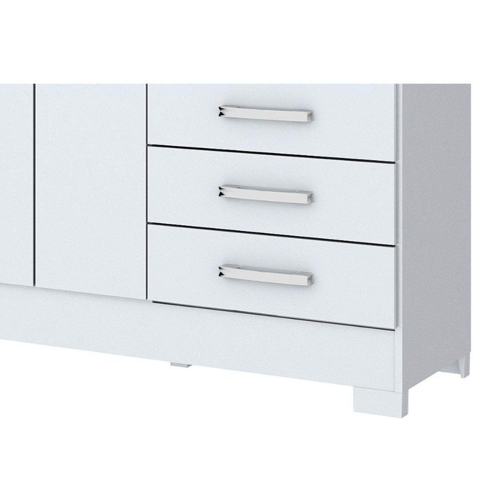 Guarda Roupa Solteiro 2 Portas e 3 Gavetas C- Espelho e Pés Briz B64 Branco - Henn | MadeiraMadeira