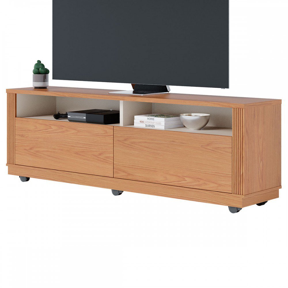 Rack para TV Até 75 Polegadas Mamoré 2 Portas Freijó/Off White Matte ...