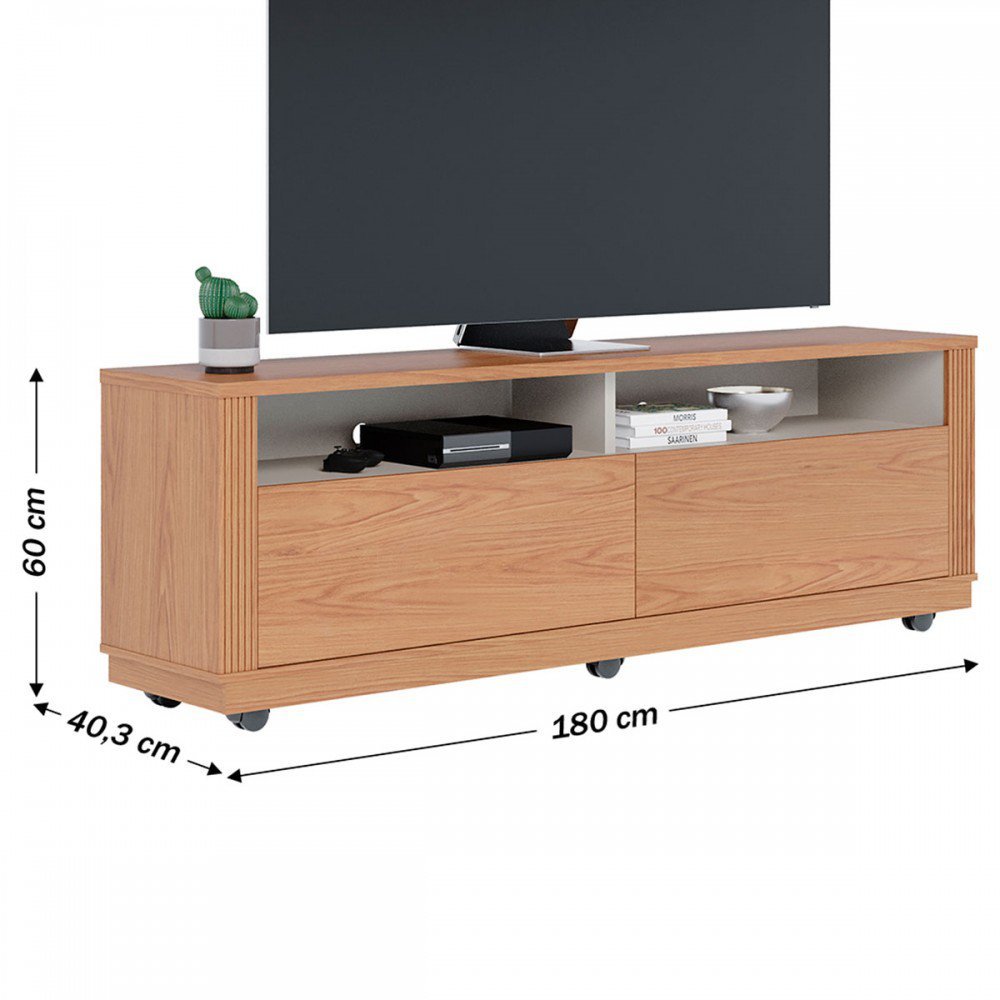 Rack para TV Até 75 Polegadas Mamoré 2 Portas Freijó/Off White Matte ...