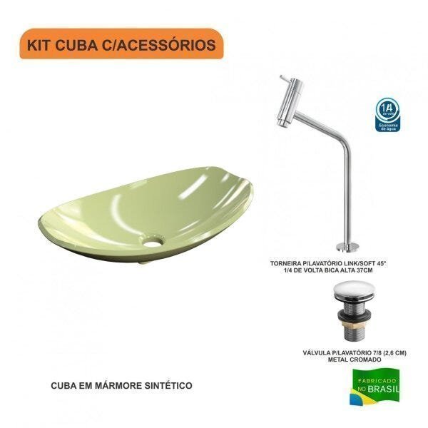 Kit Cuba L45 com Torneira Link 1062 Metal e Válvula Click 1''G Compace | MadeiraMadeira
