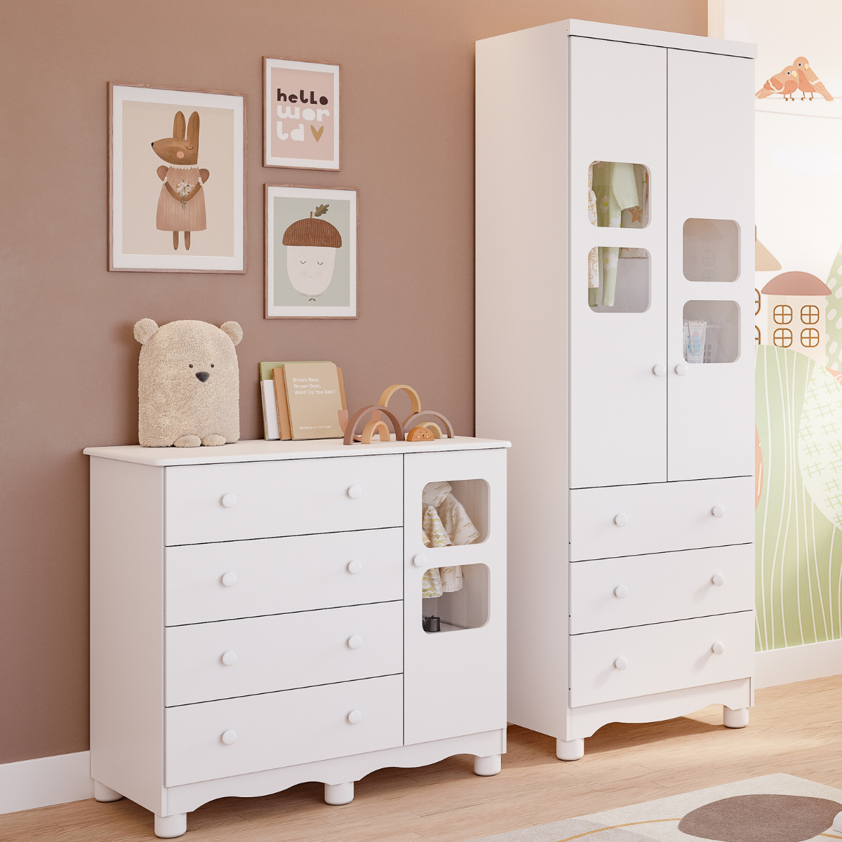 Quarto de Bebê Completo Guarda Roupa Uli 2 Portas Cômoda Uli 100% Mdf ...