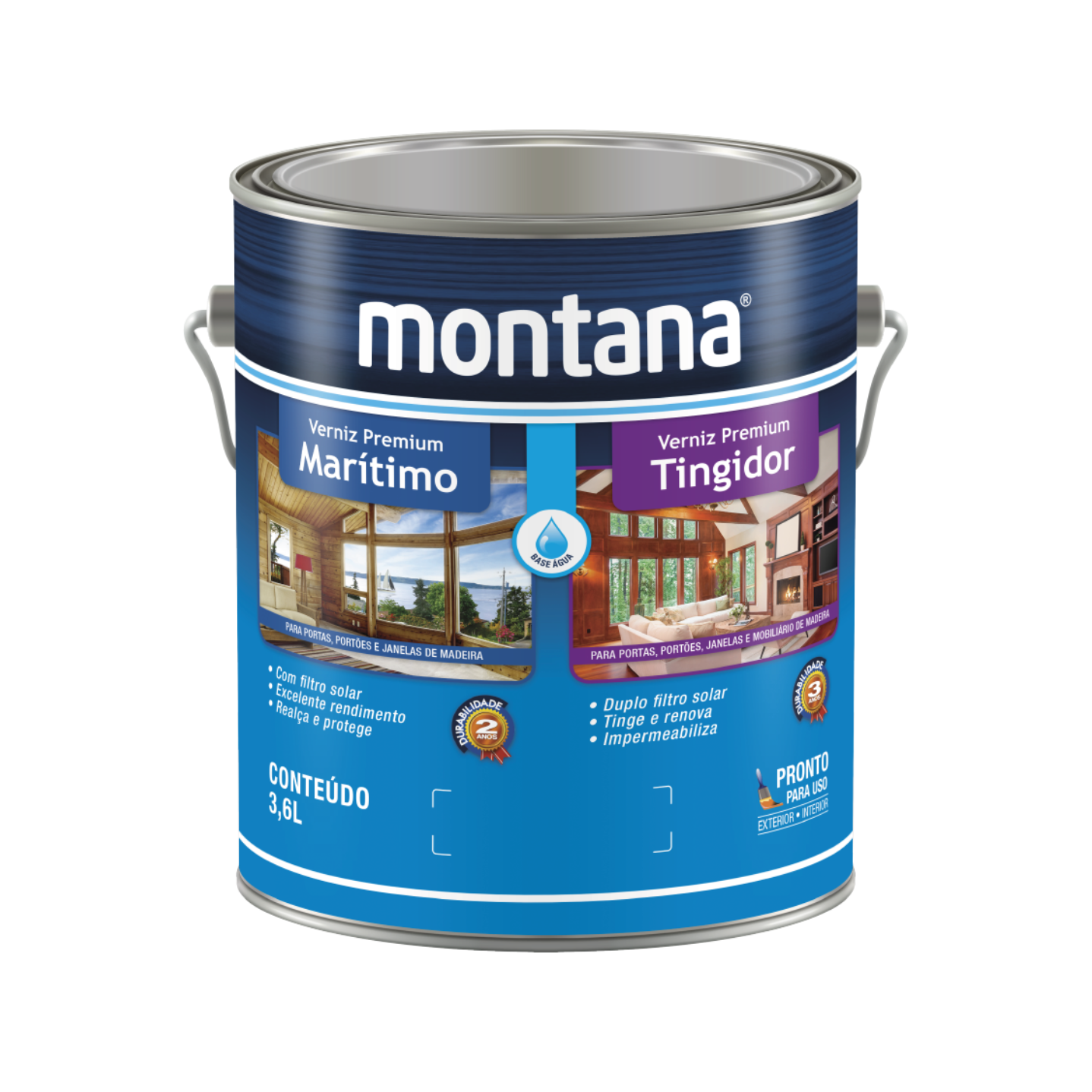 Verniz Marítimo Natural Incolor Base Dagua 3,6l - Montana | MadeiraMadeira