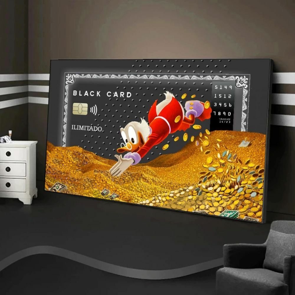 Quadro Decorativo Tio Patinhas Cartão Black:60x40/PRETA | MadeiraMadeira