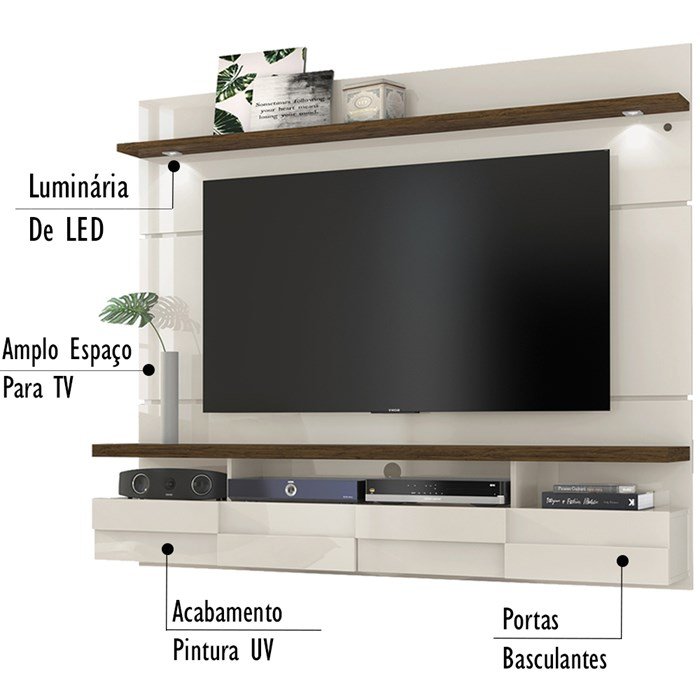 Bancada Suspensa Para TV 60 Polegadas 2761 Off White Savana Madetec | MadeiraMadeira