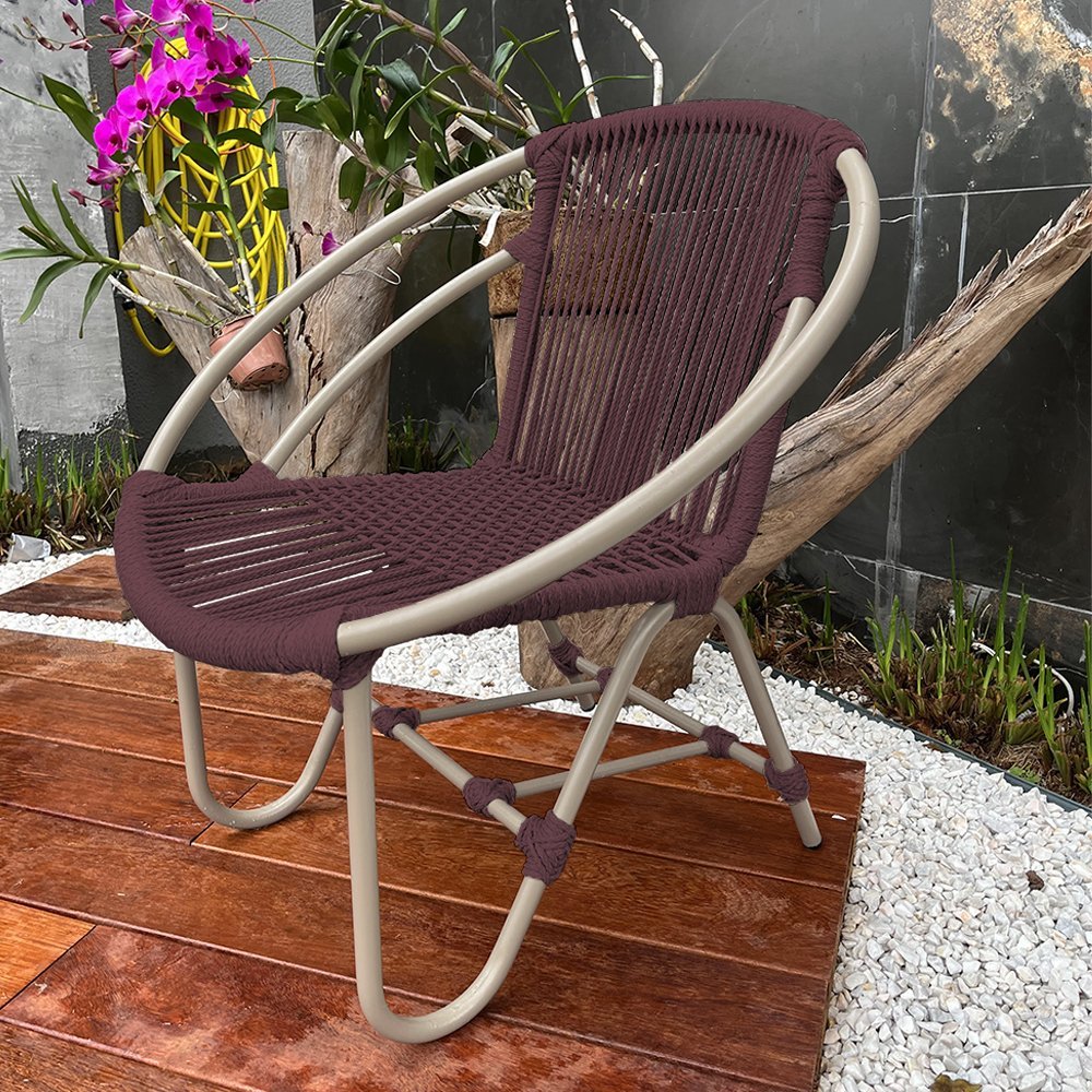 Poltrona Mônaco Area Externa em Corda Naútica Bordo e Alumínio Rami ...