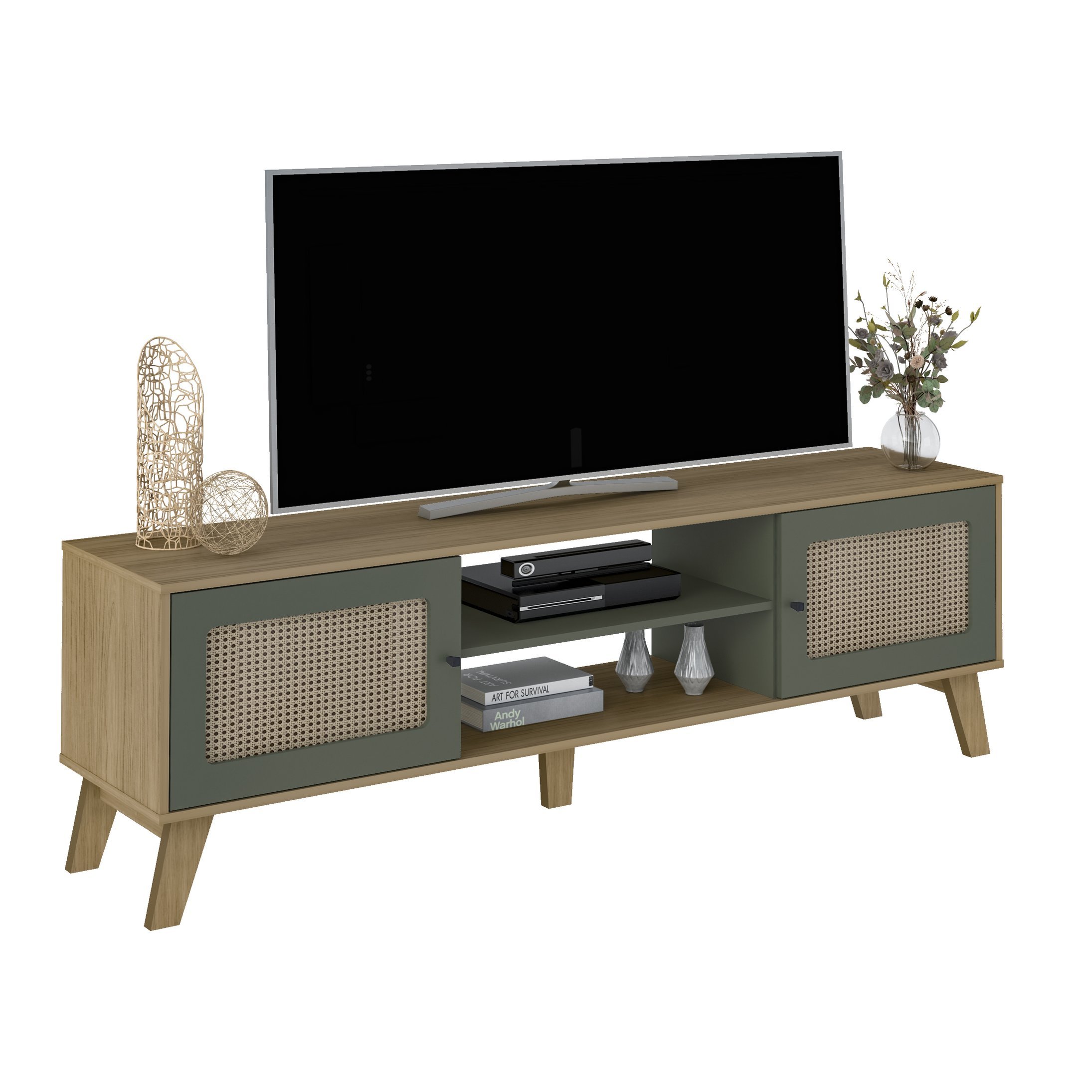 Rack Bancada Para Tv ate 75 Carvalho Menta Retro Charlotte | MadeiraMadeira