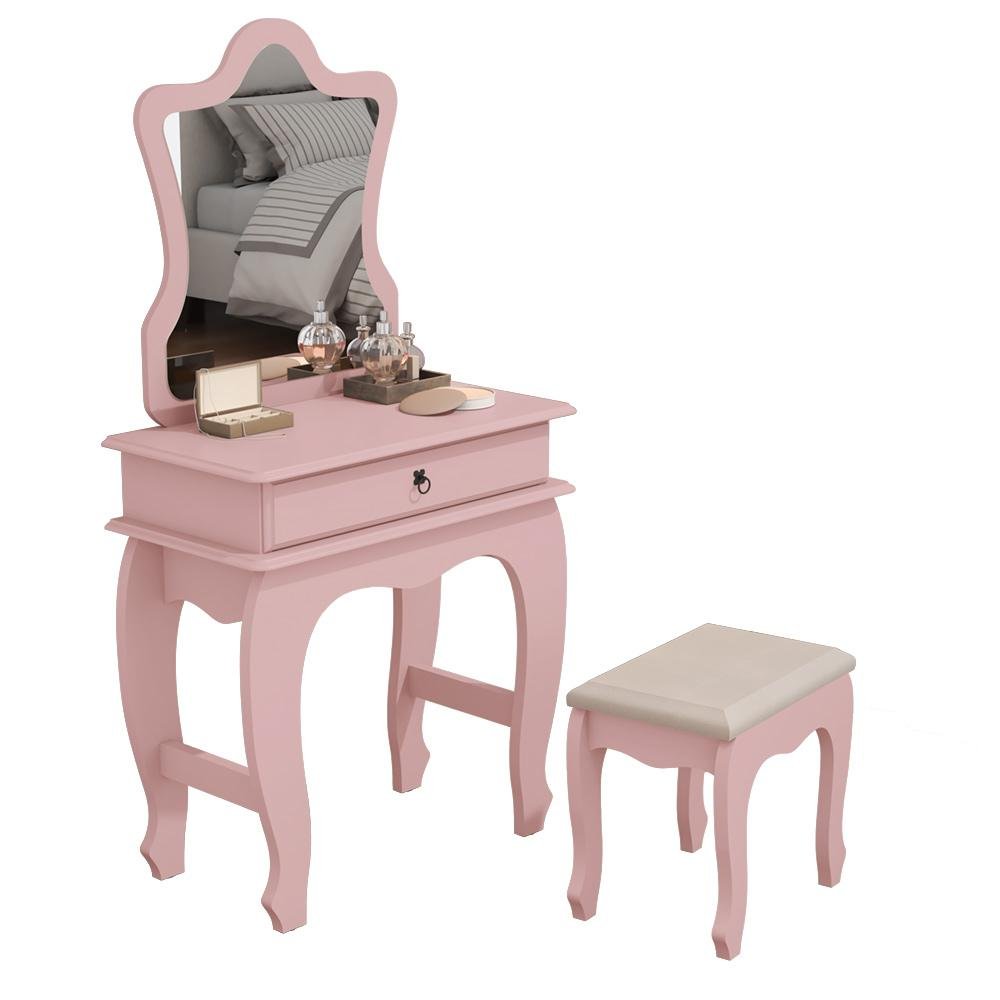 Penteadeira Infantil Com Espelho E Banqueta Rosê Baby 7200 JB Bechara ...