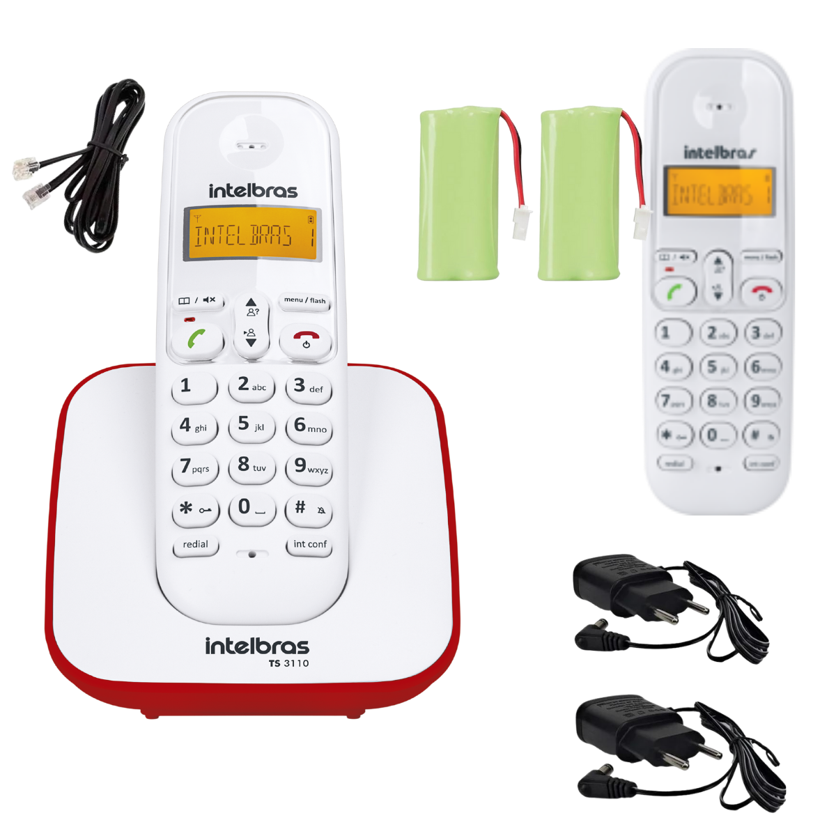 Kit Aparelho Telefone Fixo Sem Fio Vermelho Com Ramal Bina | MadeiraMadeira