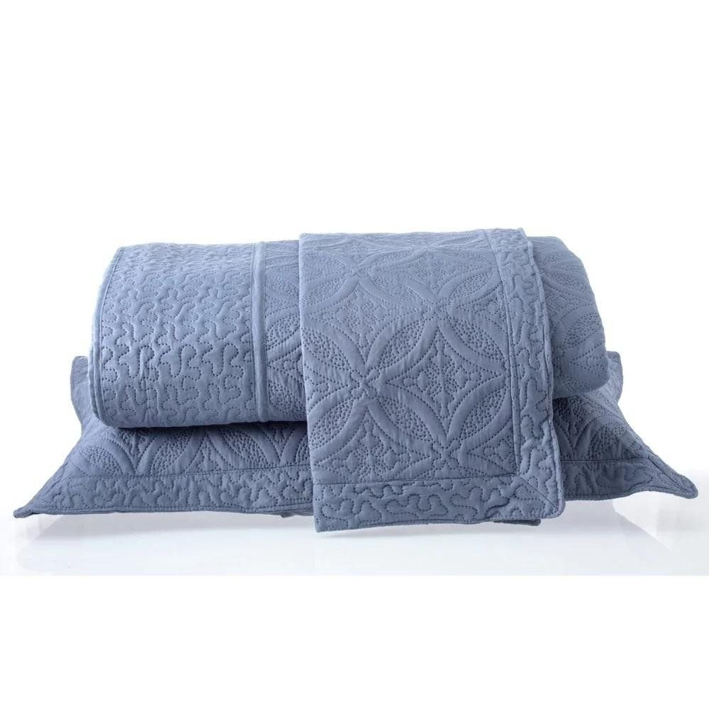Kit Colcha King Rozac Matelassê Provence:azul | MadeiraMadeira