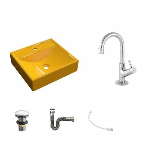 Kit Cuba Q39 com Torneira 1198 Metal e Válvula Click 1"G Sifão Cromado ...