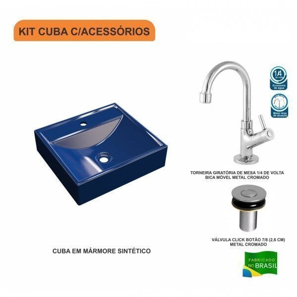 Kit Cuba Q39 com Torneira 1198 Metal e Válvula Click 1"B Pol. Compace ...