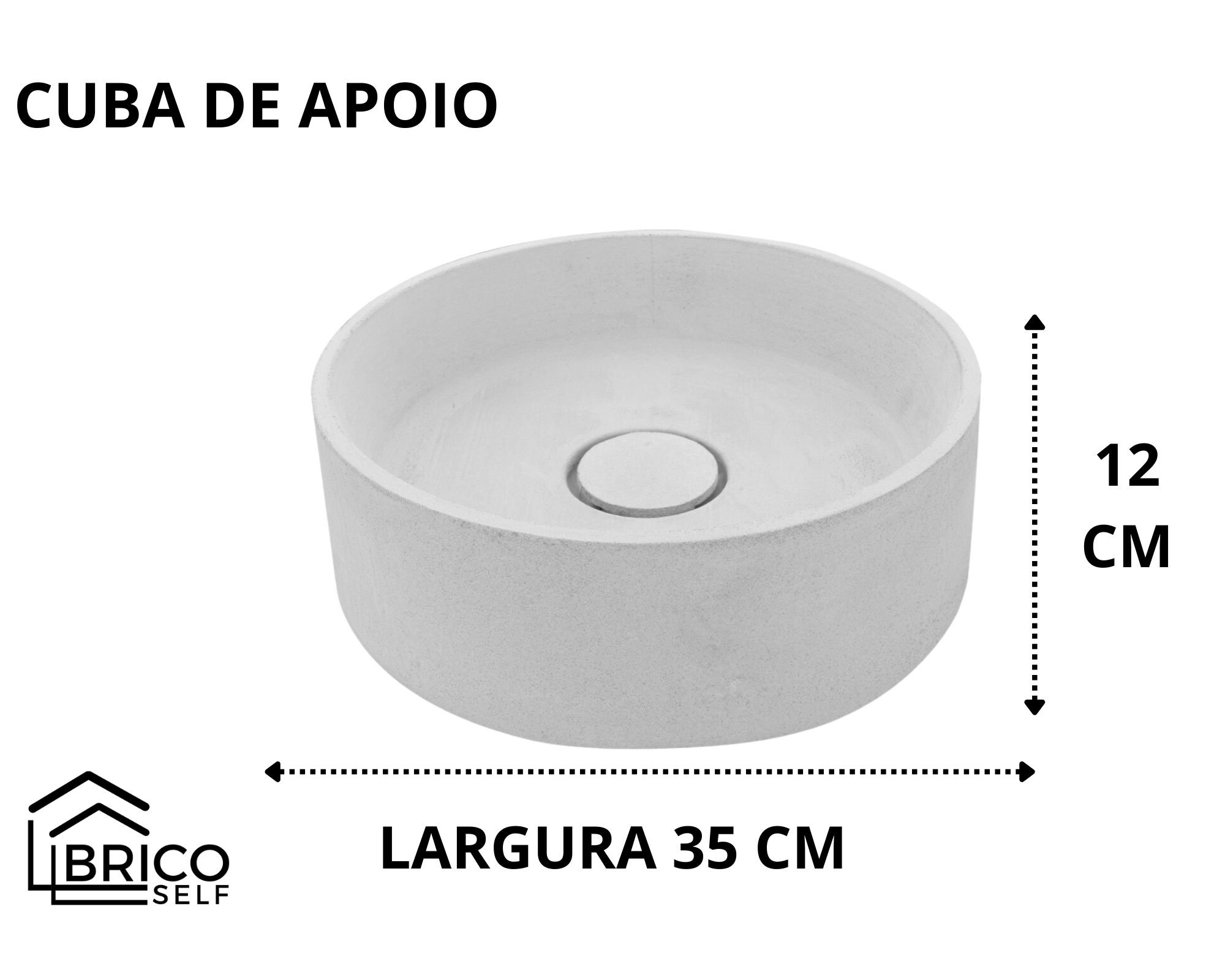 Cuba de apoio para banheiros e lavabos redonda 35cm Branca fosca ...