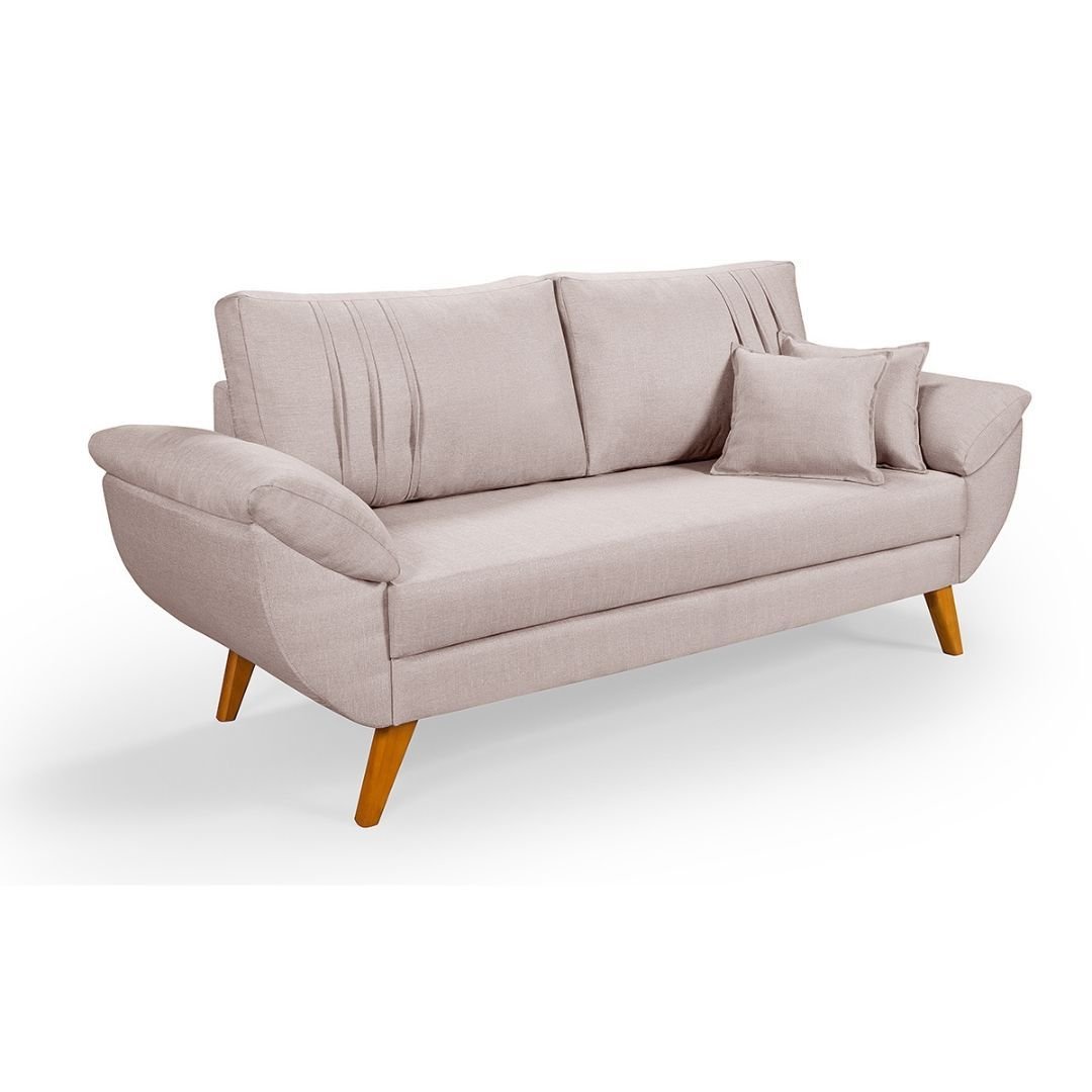 Sofá Texas Retro Linho Conforto Hiper Soft D26 3 Lugares:creme | MadeiraMadeira