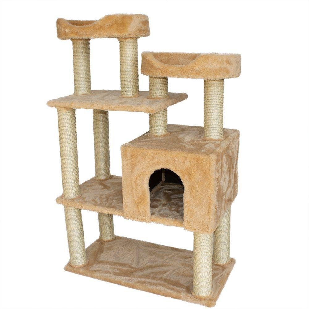 Casa para Gatos Modelo Torre com Duas Camas Bege | MadeiraMadeira