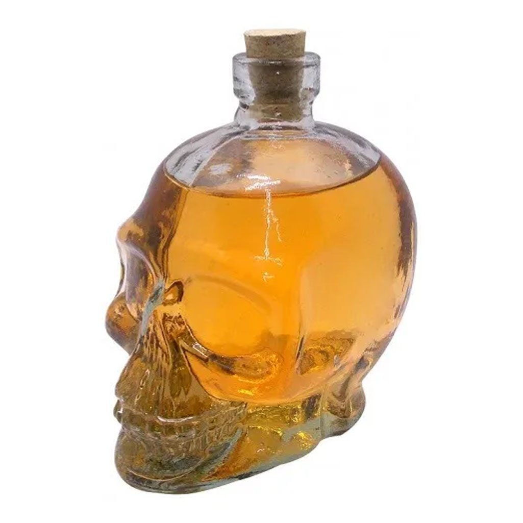 Kit 2 Frascos Garrafa Caveira de Vidro Com Rolha Para Decoração 450Ml ...
