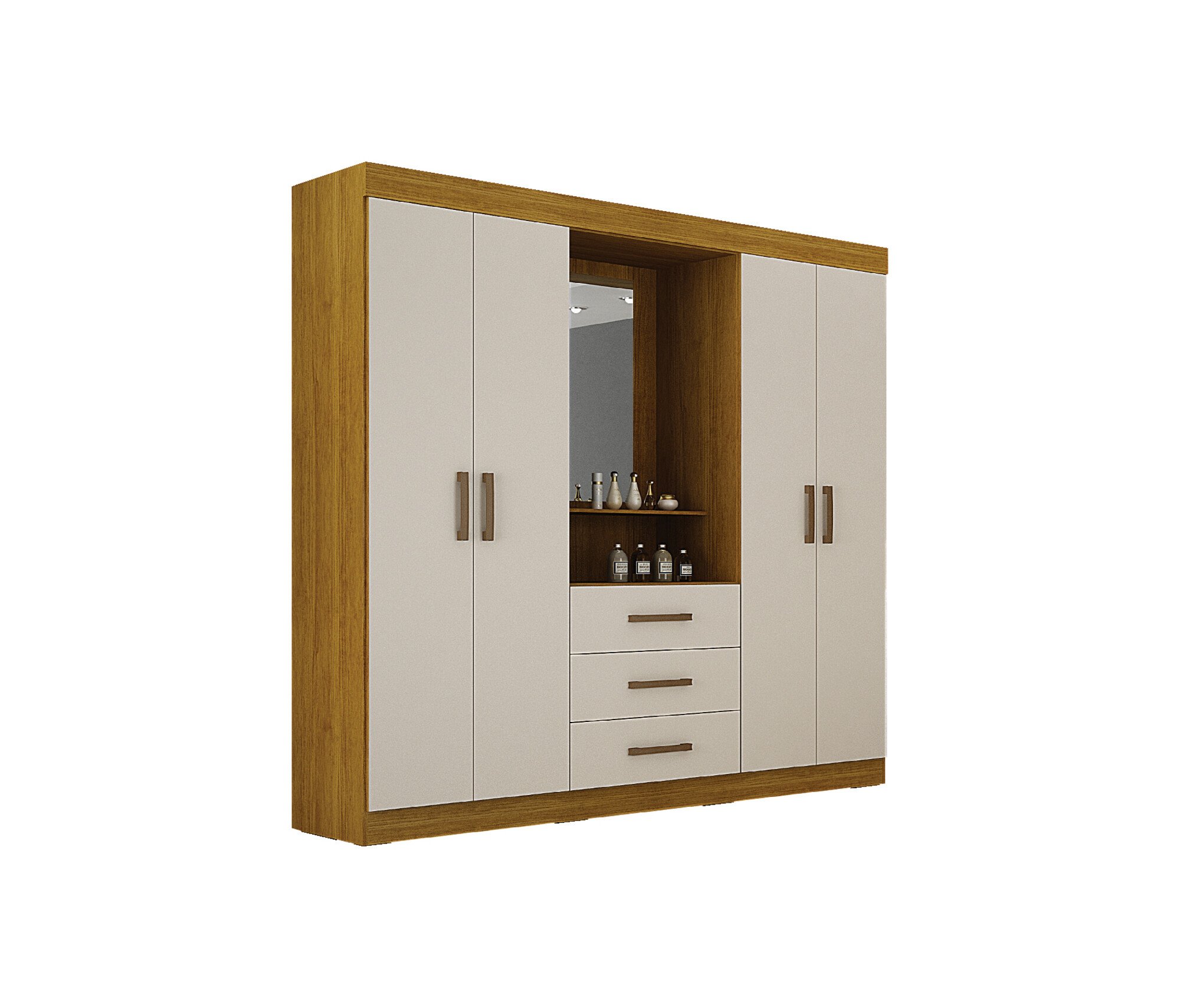 ROUPEIRO BELÉM 04 PORTAS E 03 GAVETAS:Freijó/Off White | MadeiraMadeira