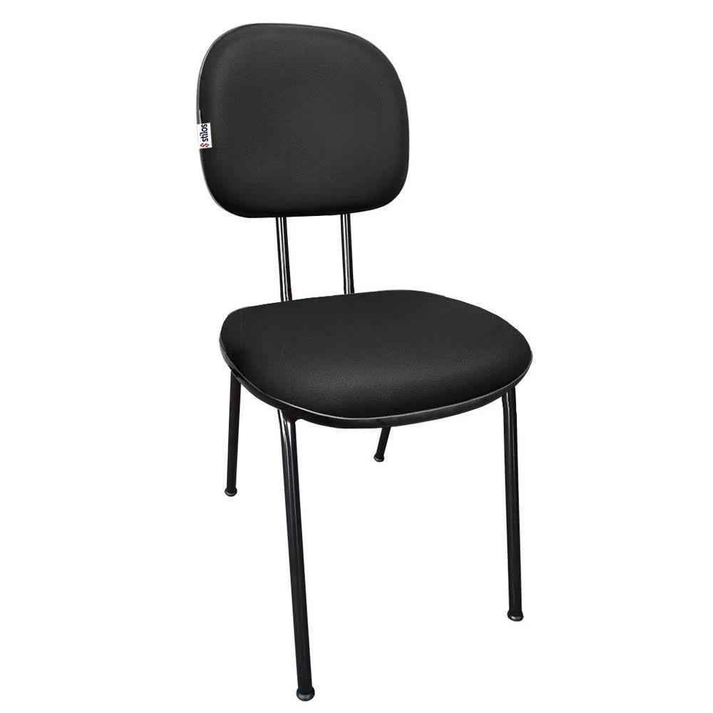 Cadeira Secretaria Fixa 3/4 Preto sem Braço 4 Pes Couro - Lorenzzo ...