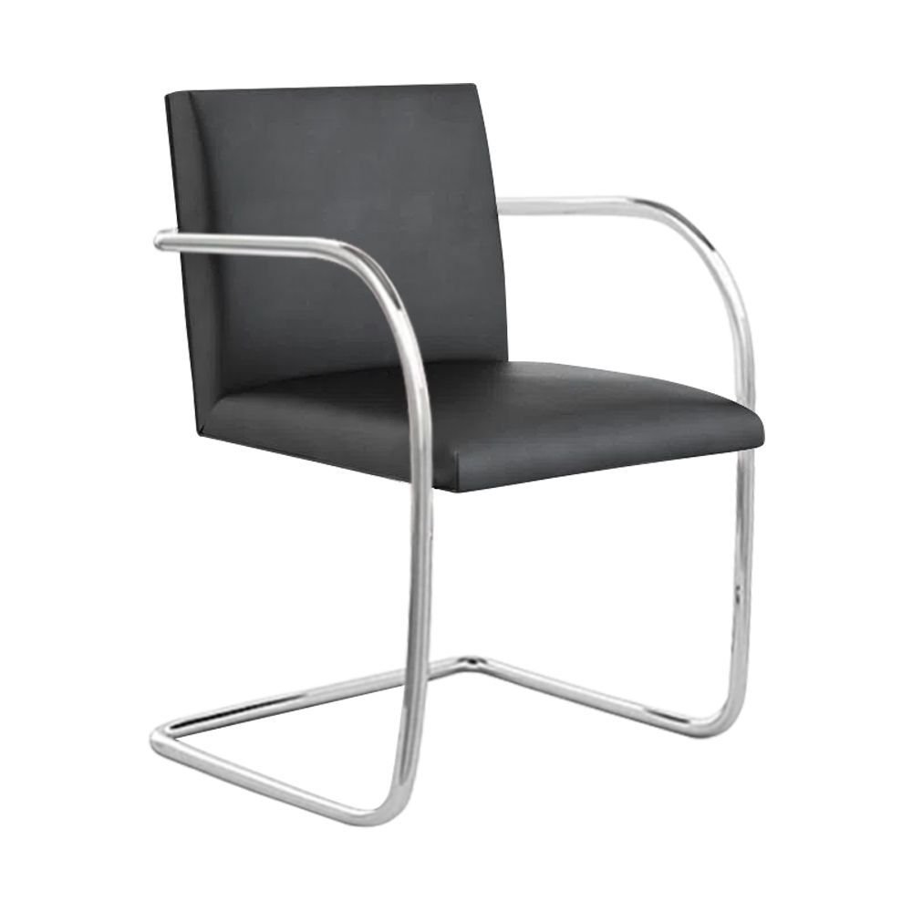 Cadeira Brno para Escritório Couro Sintético Preto Tubular Cromada ...