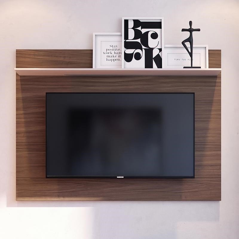 Painel Maia para TV até 47” Nogueira Real/Off White - PR Móveis ...