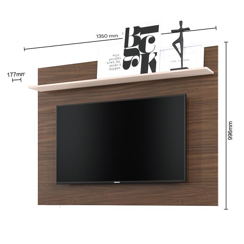 Painel Maia para TV até 47” Nogueira Real/Off White - PR Móveis ...