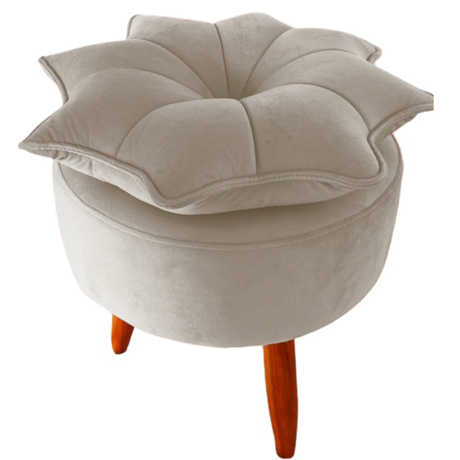 Puff Pétala Moderno Veludo Bege | MadeiraMadeira