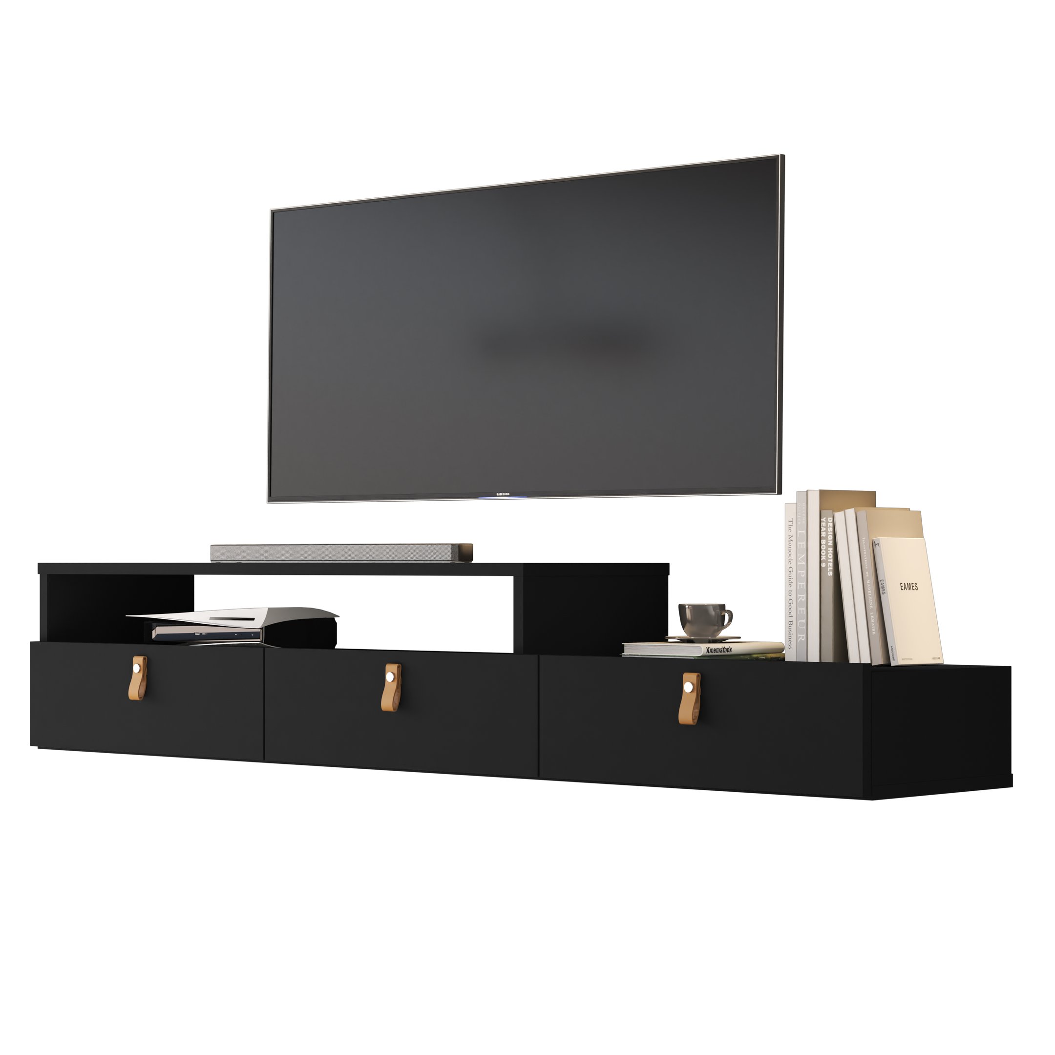 Rack Suspenso Lion Pequeno Painel Parede Quarto Estante Tv:black ...