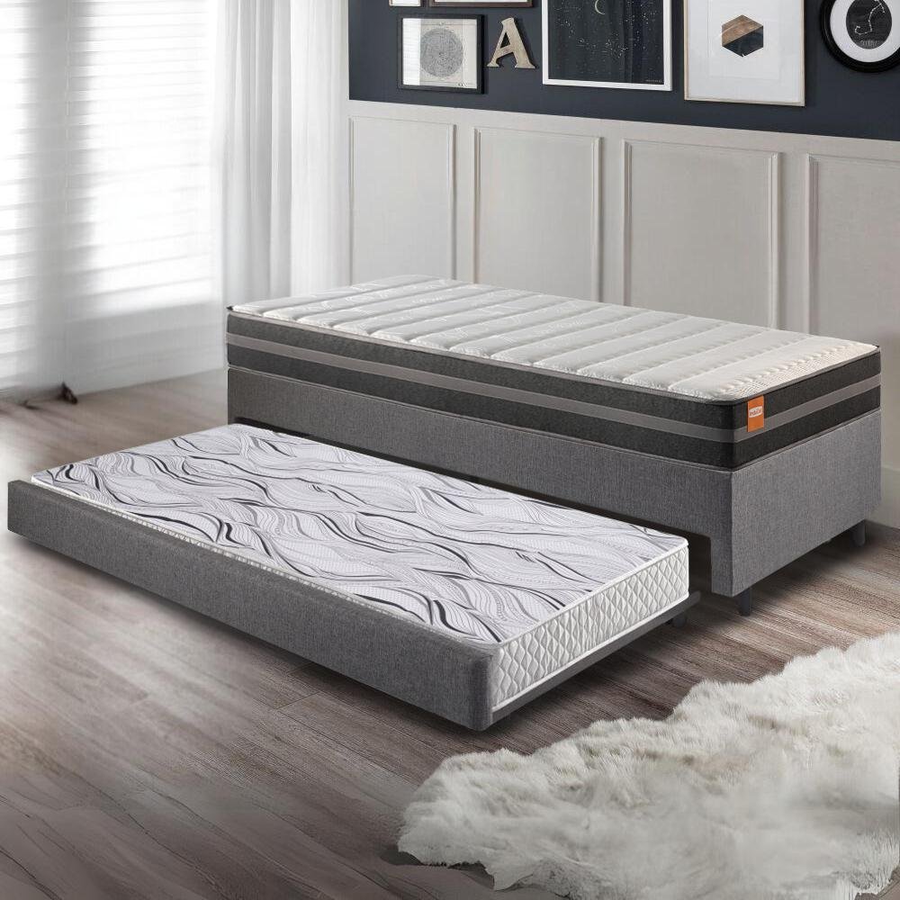 Bicama Box Solteiro Linho 88x188x28 Cm com Colchão Bogota Molas ...