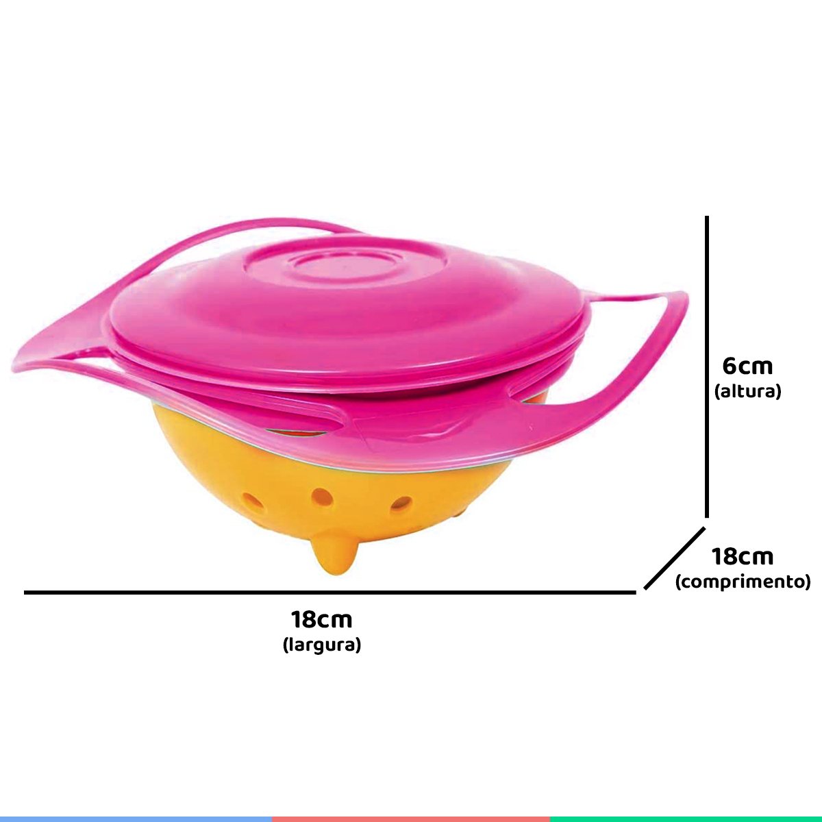 Tigela Infantil Bebê 130ml 12+Meses Tigela Bolha Giratória Com Tampa Giro Bowl 360° Buba - Rosa ...