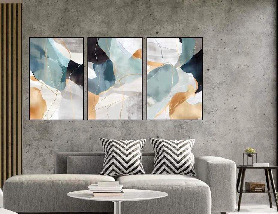 Kit 3 Quadros Decorativos Abstratos 50x70cm sem Vidro Cor:sorrell Brown ...