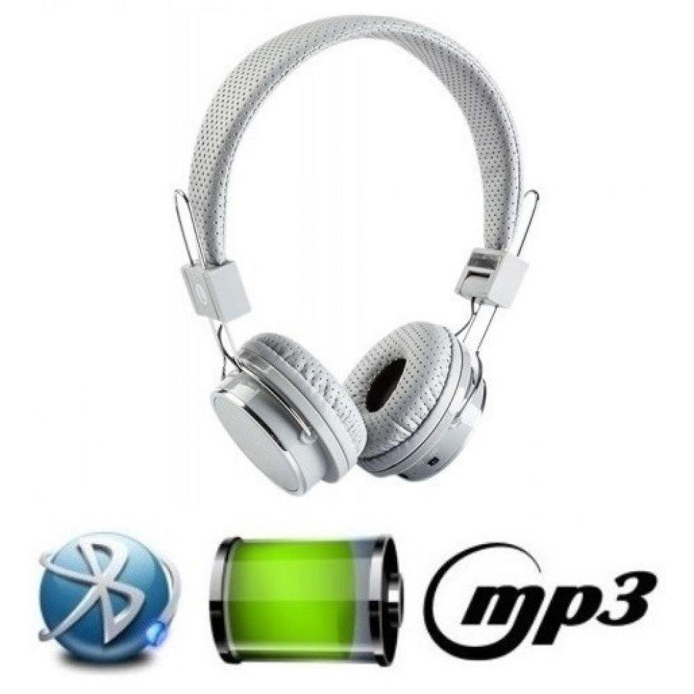 Fone de Ouvido Bluetooth Micro Sd Mp3 Rádio Fm Player Branco | MadeiraMadeira