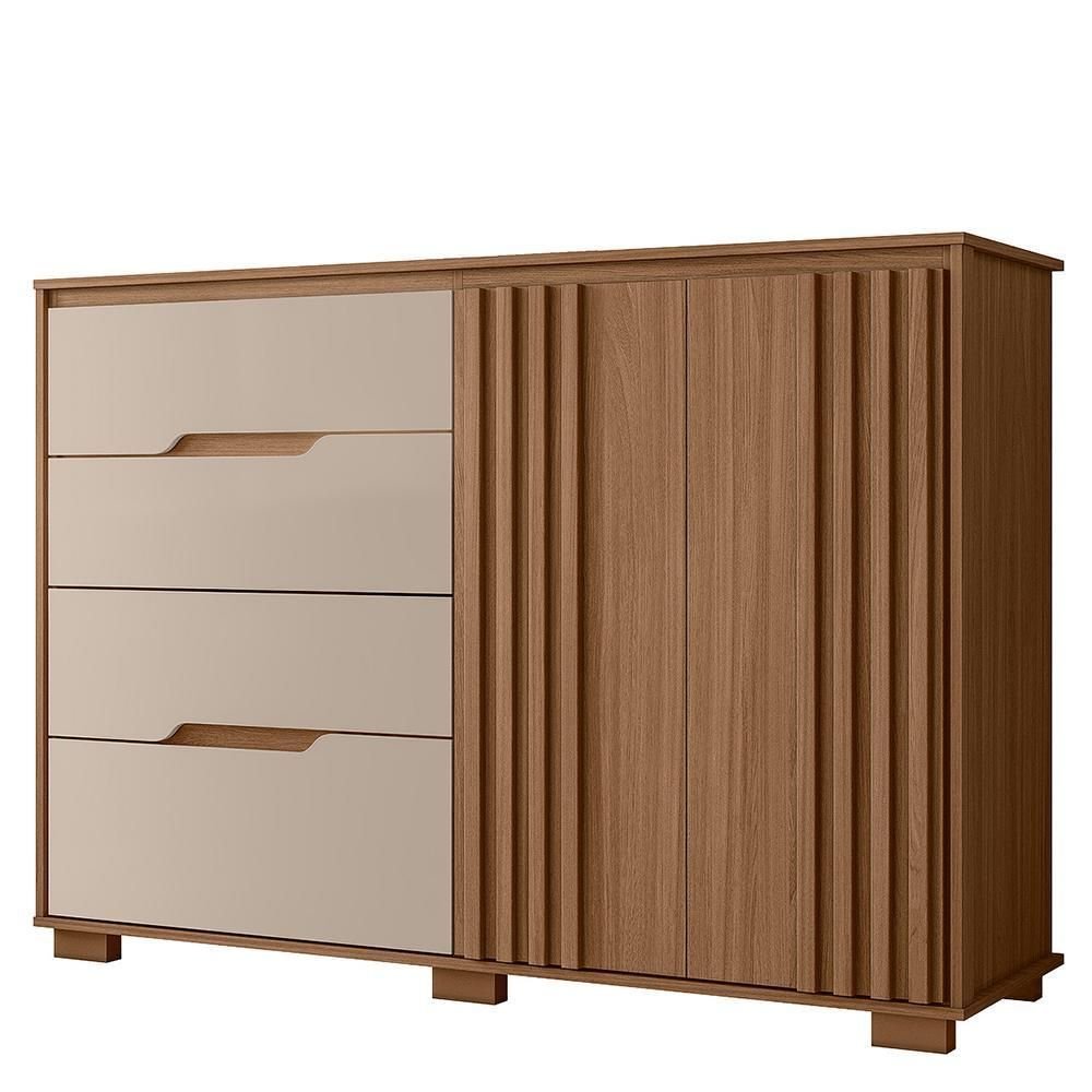 Cômoda Texas 2 Portas e 4 Gavetas Carvalho/fendi - Moval | MadeiraMadeira