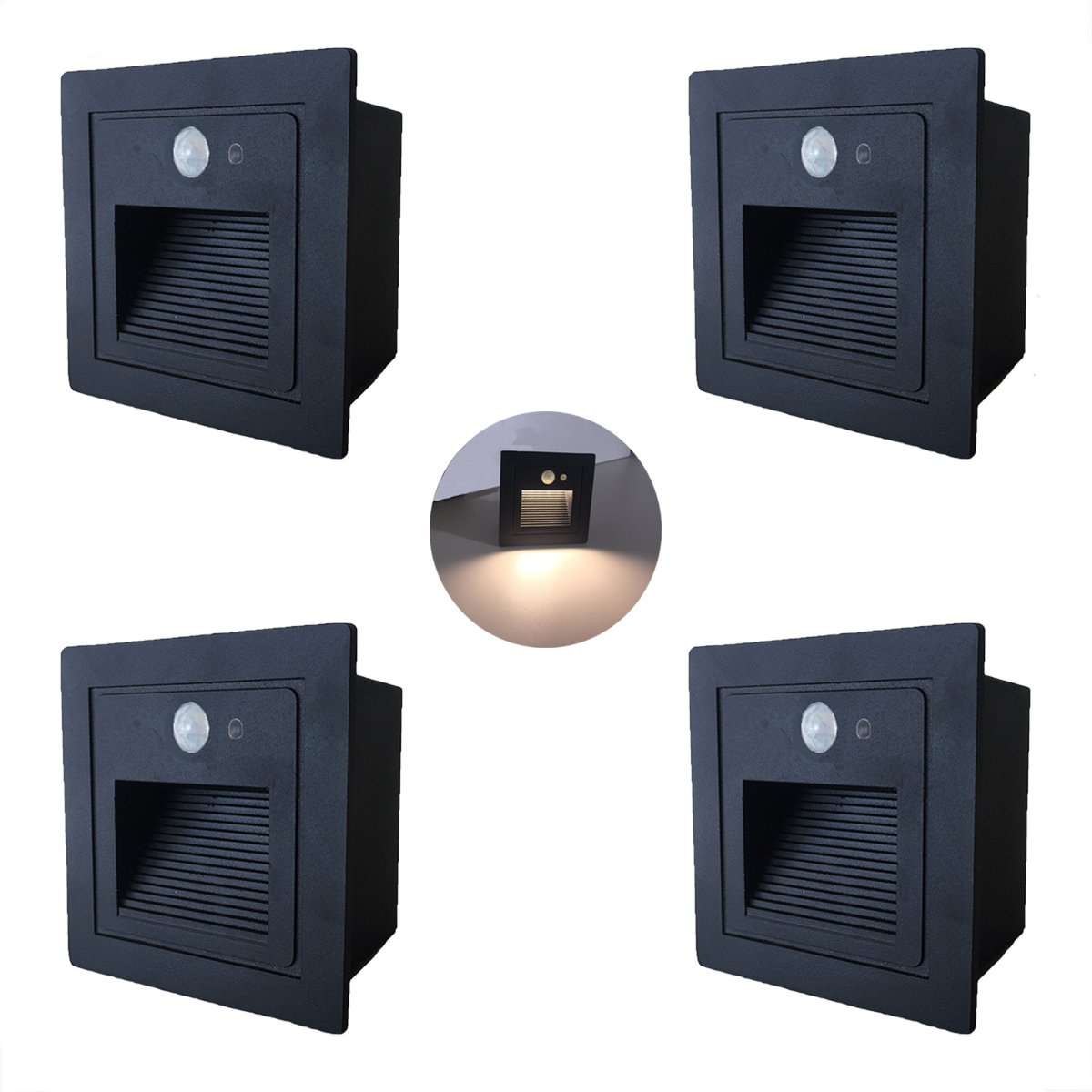 4 Balizador Com Sensor De Presença Embutido Parede Led Lup72 ...