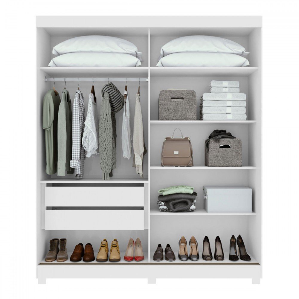 Guarda-roupa Casal Zeine 2 Portas 2 Gavetas Branco - Móveis Lopas ...