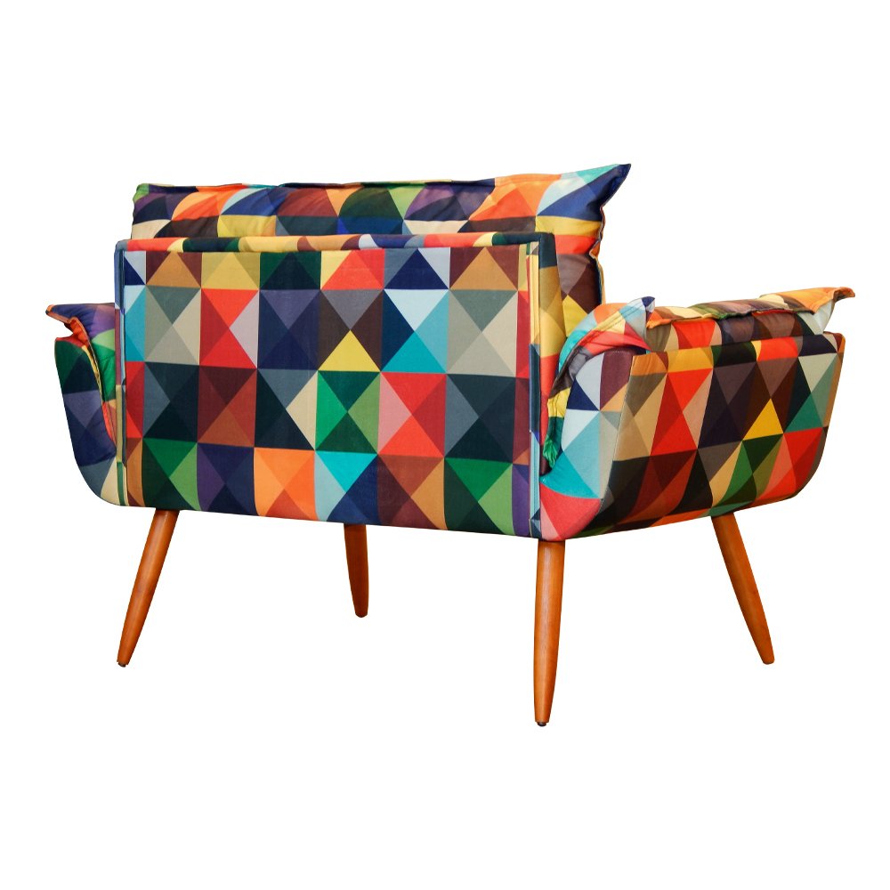 Poltrona Namoradeira Opalla 02 Lugares Suede Estampado Colorido - DS Estofados | MadeiraMadeira