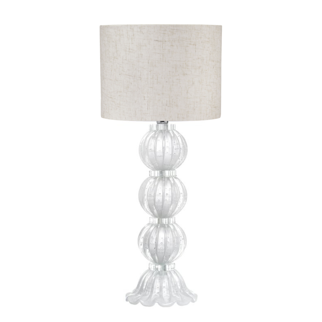 Abajur De Cristal Murano Versailles Com Cúpula 40Cm - Base Translucida ...
