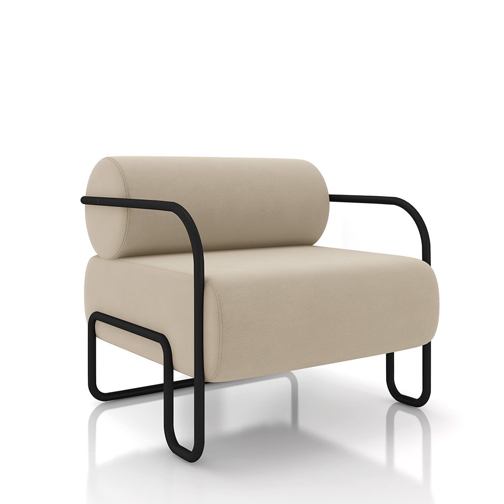 Poltrona Sala de Estar Industrial Preto Ameli Veludo Bege K01 - D'rossi ...