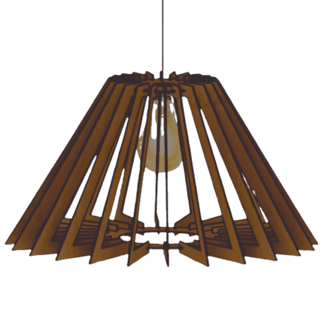 Luminária Teto tipo Pendente PIRÂMIDE MDF Completa -:MDF Marrom ...