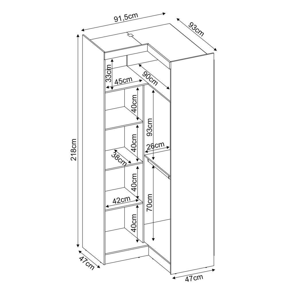 Armário De Canto L 2 Portas Módena Modulado 78200 Amêndola Touch ...
