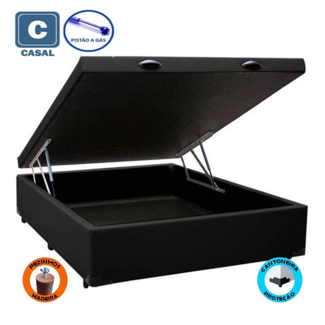 BAÚ BOX AMERICANO CASAL - SINTÉTICO PRETO | MadeiraMadeira