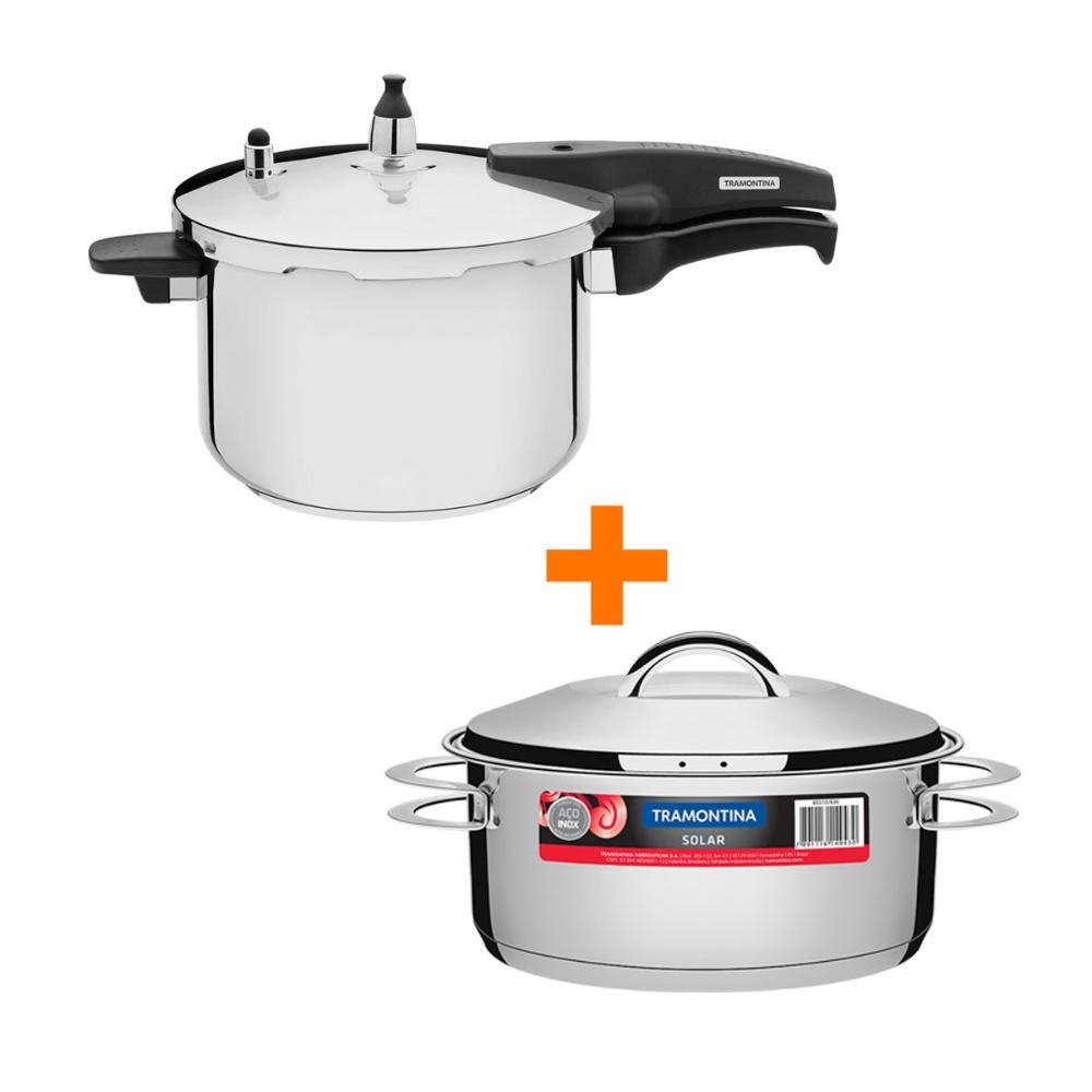 KIT - Panela de pressão inox 6L Allegra + Panela Inox Fundo Triplo ...