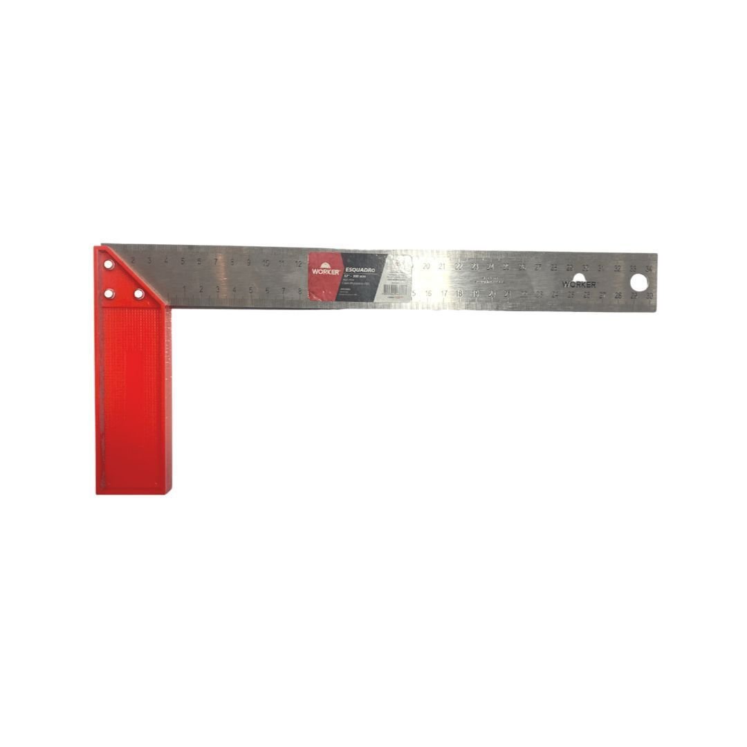 Esquadro Aco Inox 12" 300mm Cabo Poliestireno - Worker | MadeiraMadeira