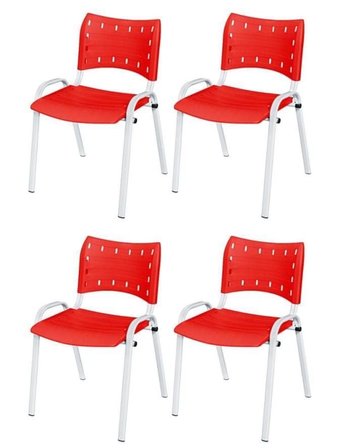 Cadeira Iso Base Branco Escola, Escritório - Kit 4 Un | MadeiraMadeira