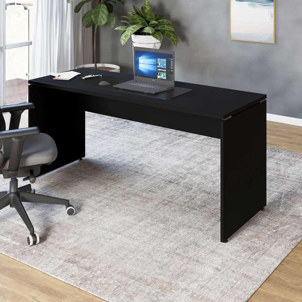 Escrivaninha Escritório 140cm X 70cm Pés Painel F5 Office Cor:preto ...
