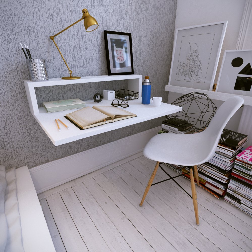 Escrivaninha para estudo simples branca | MadeiraMadeira